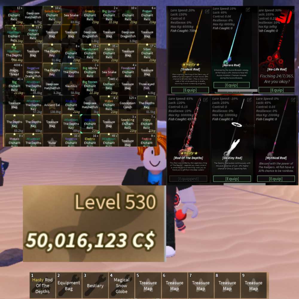 ID 151 Fisch: Level 530- 50m C$ - ,-No life-Rod--Trident rod- Rod of ...