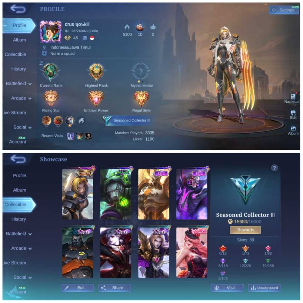 73 HEROES || 89 SKINS | | 1 COLLECTOR SKIN | 2 EPIC SKINS | 1 KOF SKIN ...