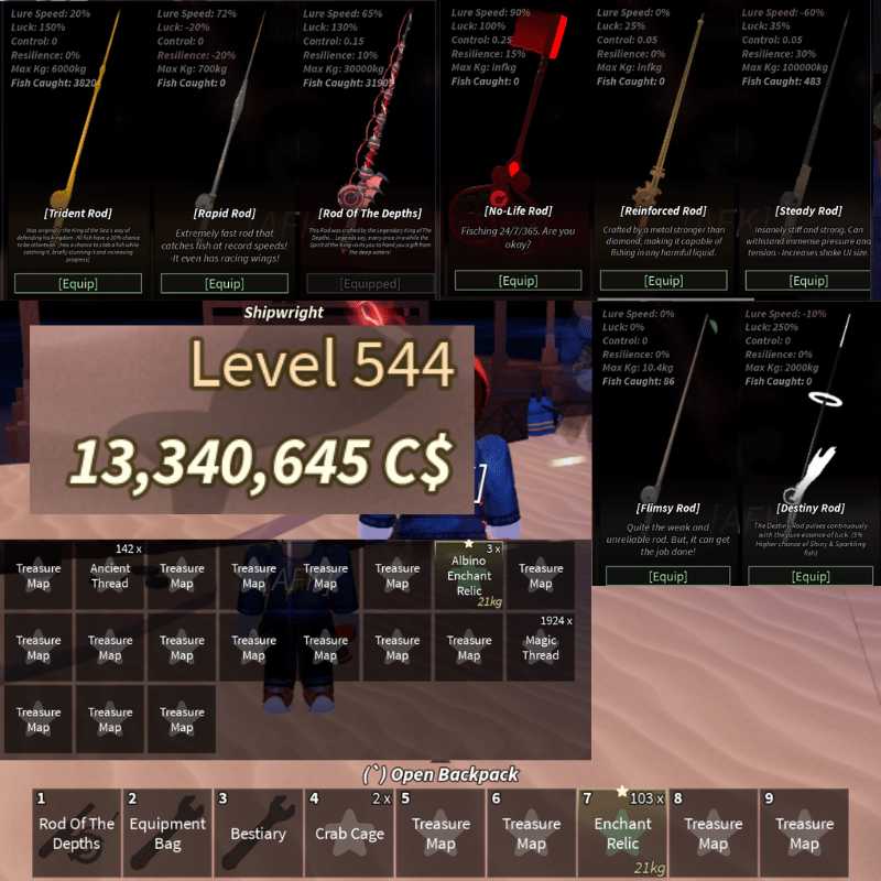 ID210Fisch: Level 544 13M3 C$ - No-Life Rod ,Rod of the Depths, Destiny ...