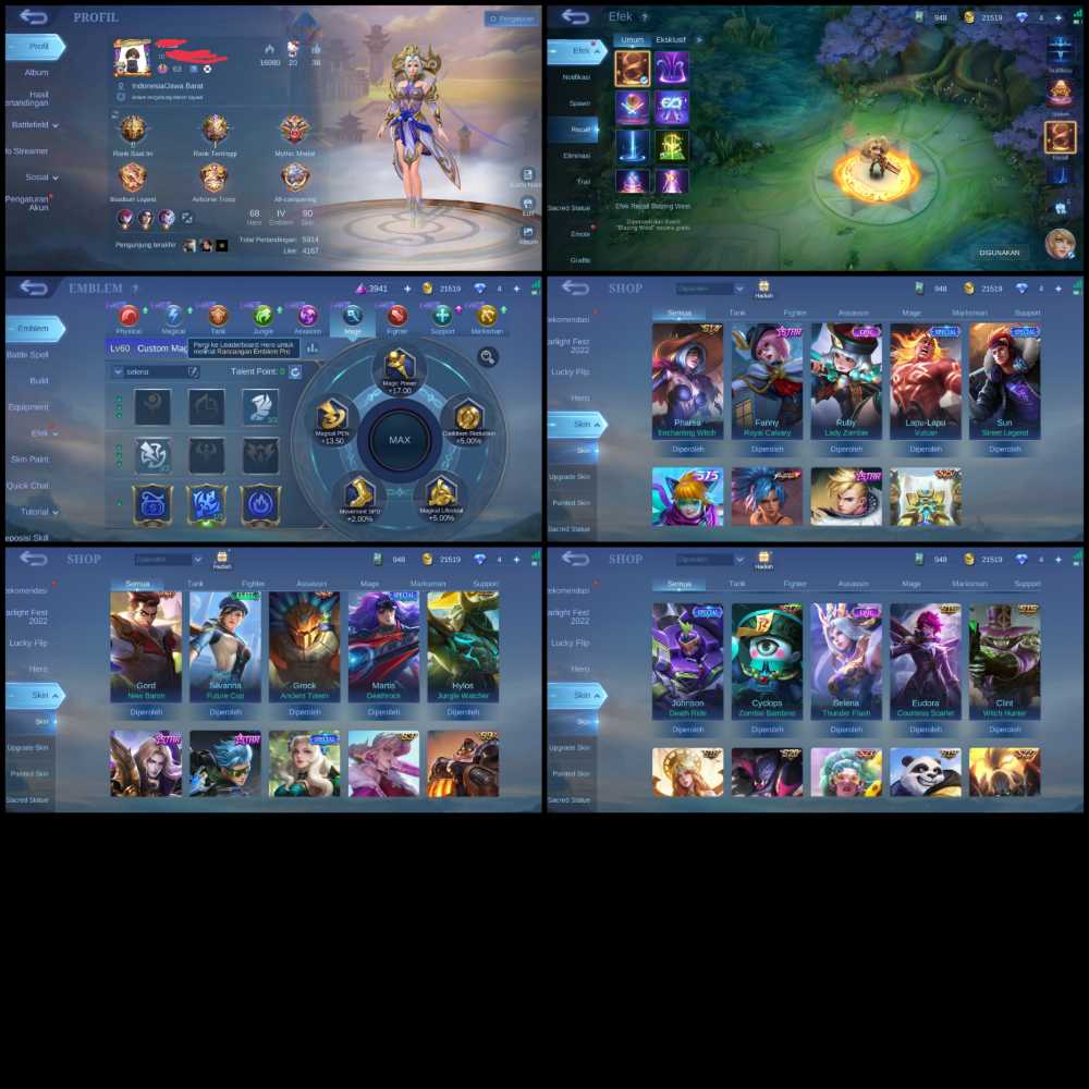 LV 90 Epic Limit Selena , Ruby Epic Gusion Johnson Hero 68 | Skin 90 ...