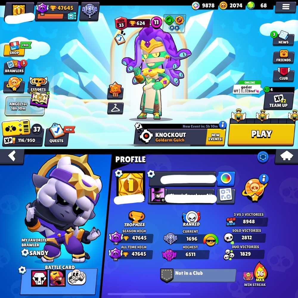 47.6k Trophy Hypercharged - Colt , El Primo , Rosa , Rico , Lou , Fang ...