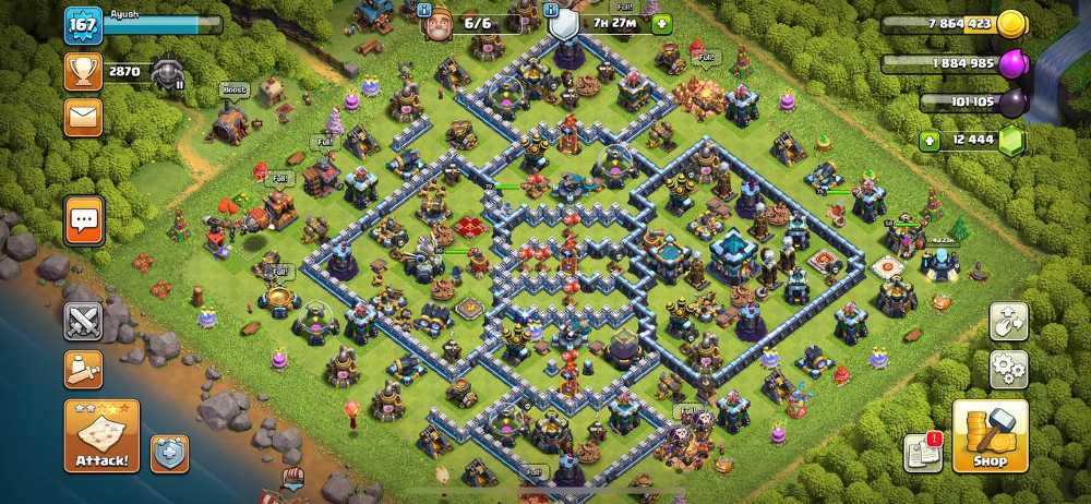 [ 12400+ GEMS ] TH13 MAX MAX HEROES 75-75-50-20 1005 WAR STARS STACKED ...