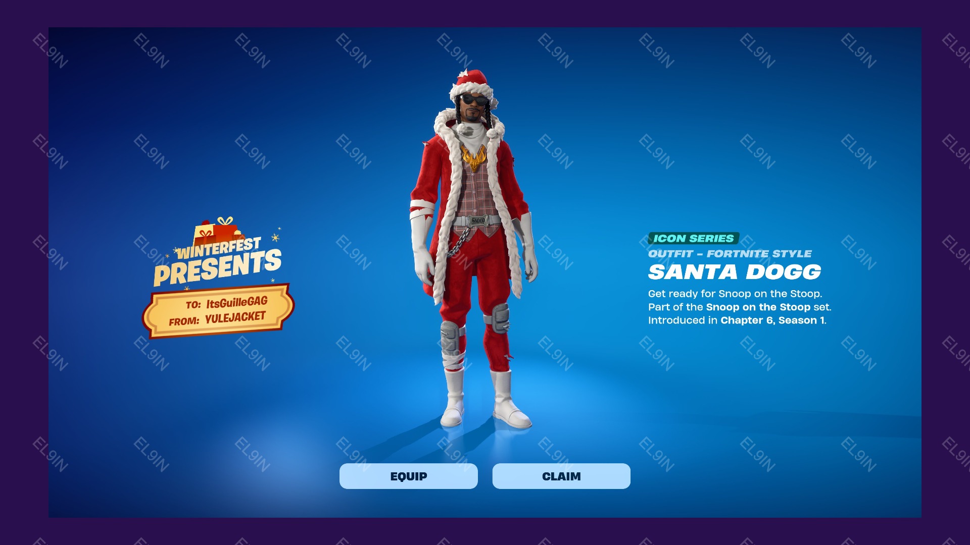 【1 Skin】 Santa Dogg Fresh New Any platform Instant Delivery