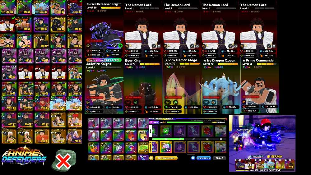 ID.112 Anime Defenders 5Secret 100k 36 Mythic Cursed berserker Knight ...