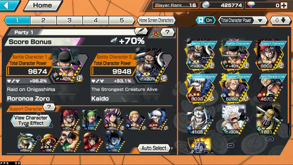 Blue Kaido 86 Oni Zoro 86 G5 Luffy 60