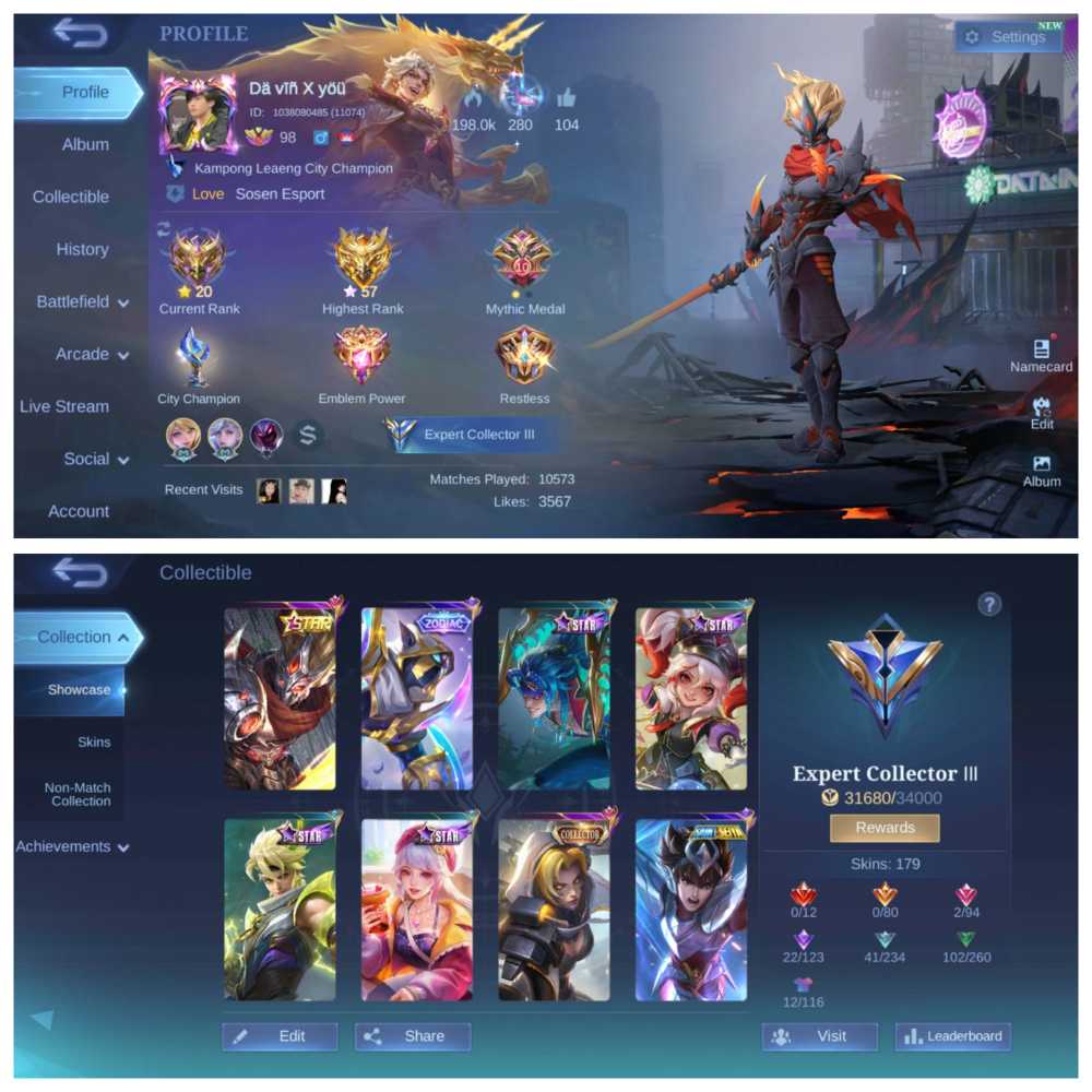 ML19 HERO 117 SKINS 179 EMBLEM ALL MAX EXPE HAYABUSA,COLLECTOR NATALIA ...
