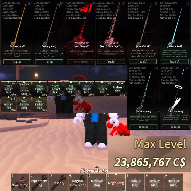 SALEID396Fisch: Level 750 Max 23M8 C$ - Relic - No-Life Rod , Rod of ...