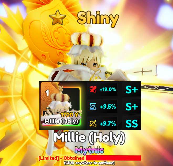 Shiny Millie (Holy) S+ S+ SS Mamy EVO - Anime Adventure AA