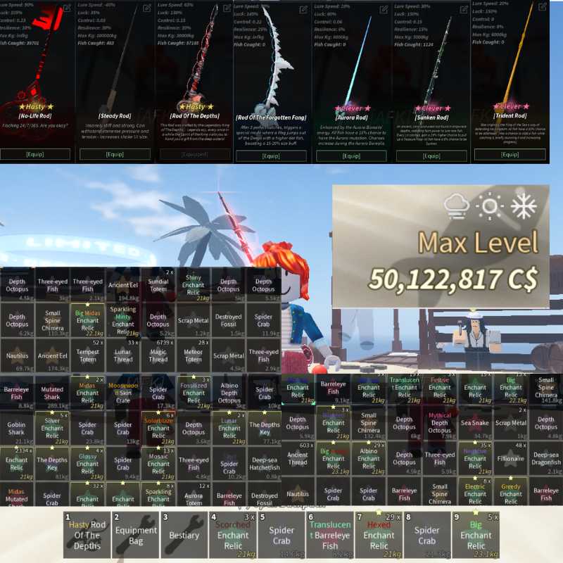 ID02_Fisch | Level 750 Max- 50m C$ | Rod of the Forgotten Fang, No-Life ...