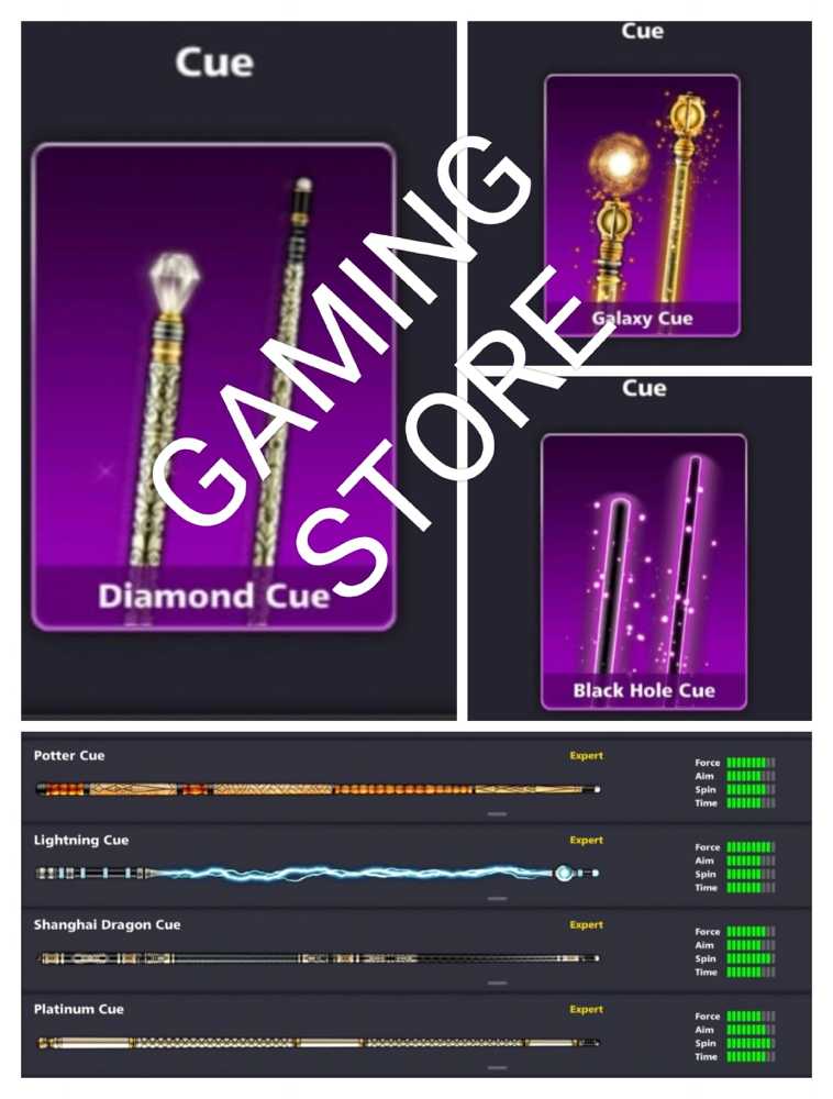 Galaxy Cue + Lightning Cue + Black hole Cue + All Victory Cues unlocked ...