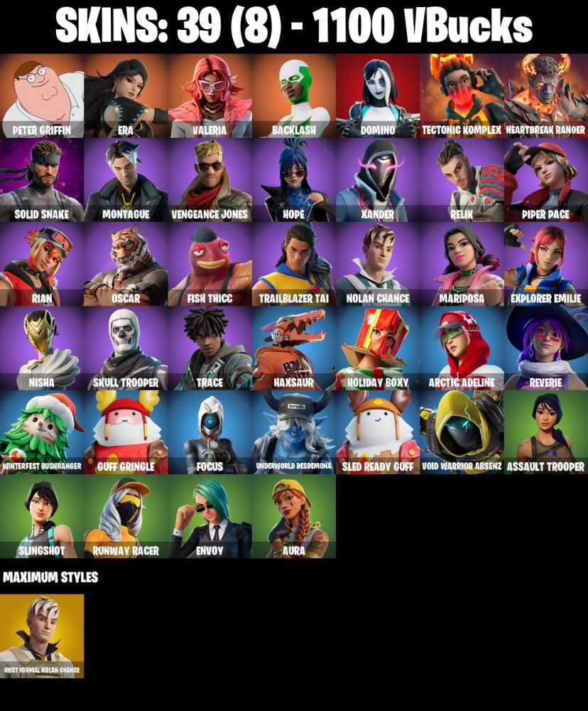 39 SKINS | DOMINO | BACKLASH | SKULL TROOPER | XANDER | SOLID SNAKE ...