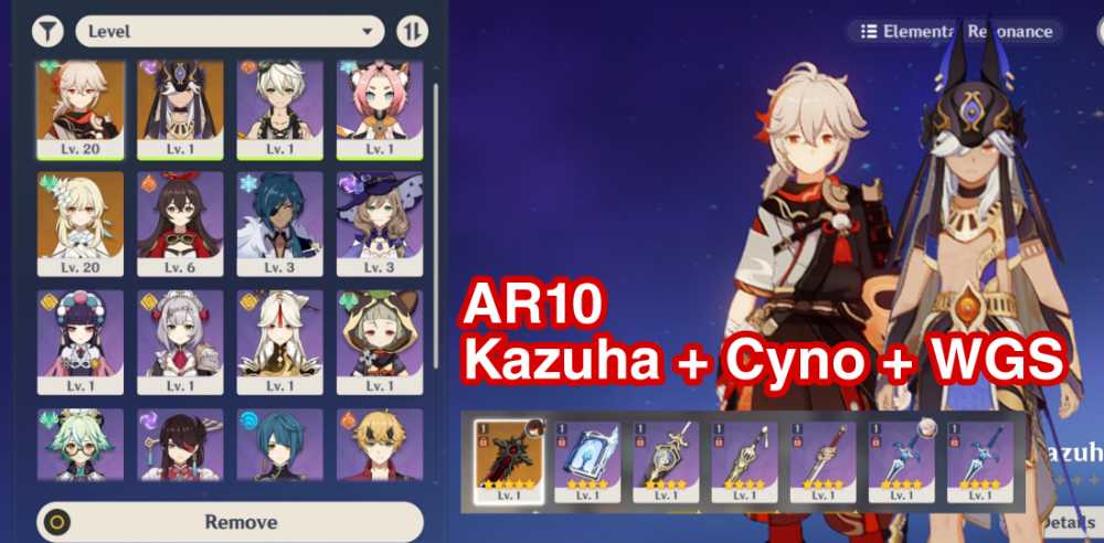 [ASIA] AR10 Kazuha + Cyno + WGS - Genshin Impact Starter Account