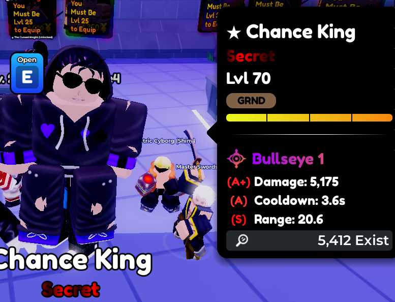 Chance King amazing stats Anime defenders