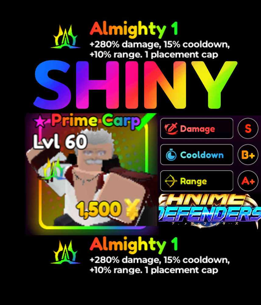 Shiny Mythic Prime Carp Trait Almighty l Roblox Anime Defenders