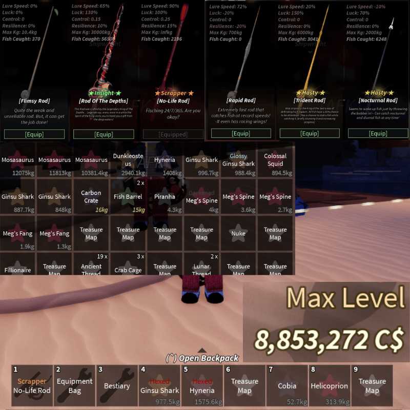 ID107Fisch: Level 750 Max 8M8 C$ - No-Life Rod , Rod of the Depths ...