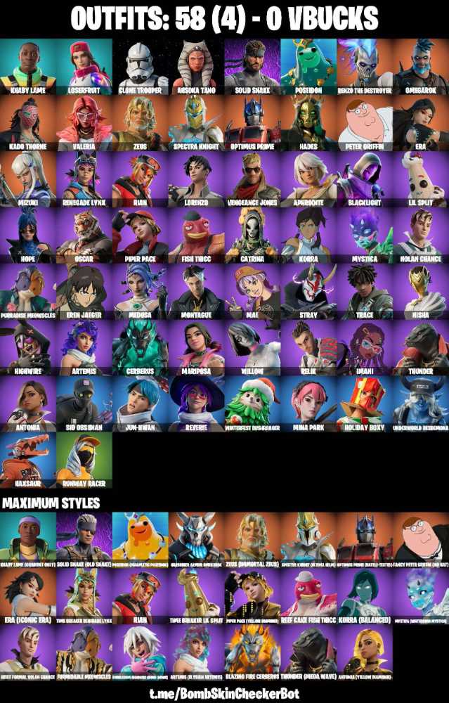 58 SKINS+MINA PARK+ARTEMIS(MAX)+CLONE TROOPER+AHSOKA TANO+REVERIE ...