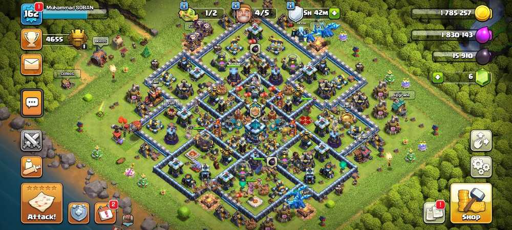 ALMOST MAXED TH13 MAX DEFENCE GOOD HEROES SOME MEDALS N MAGIC ITEMS ...