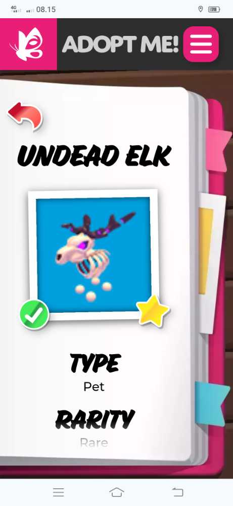 Undead Elk MFR Adopt Me Pet Roblox