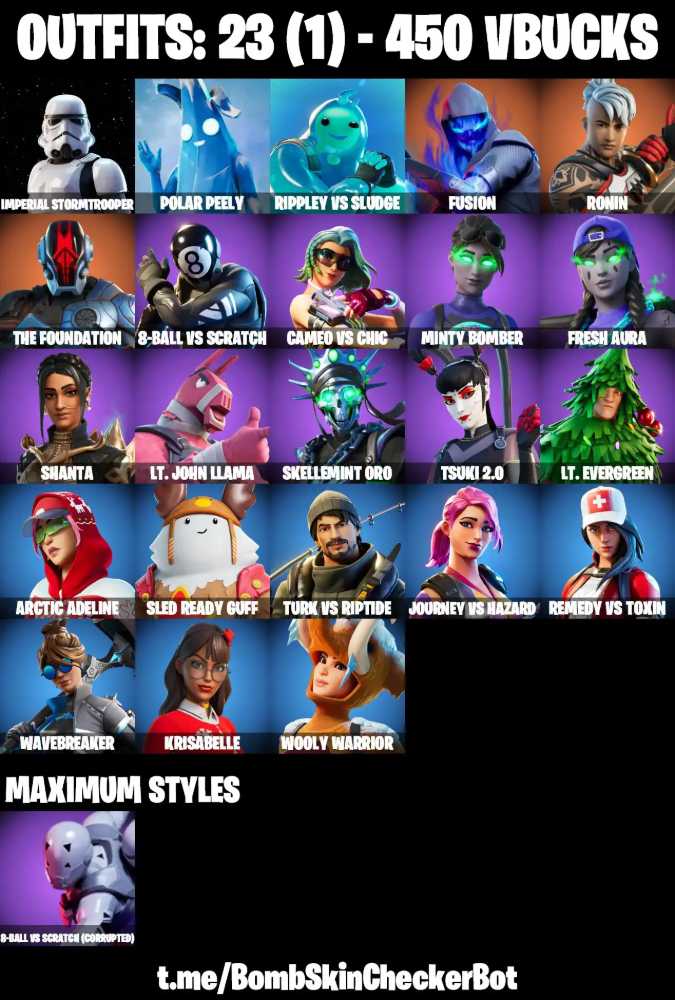 PC/PSN/XBOX/NINTENDO 23 SKINS MINTY BOMBER PEPPERMINT AXE IMPERIAL ...