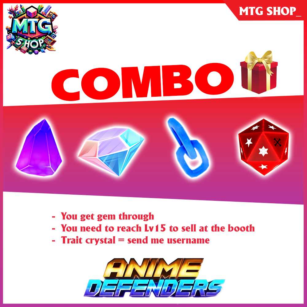 [ Anime Defenders ] - 10K Trait Crystal + 7.5M Gems + 500x Risky Dice ...