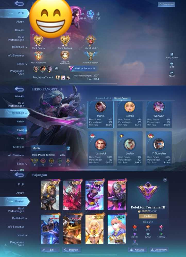 217 Skins. High win rate. 4 Collector. Beatrix Prime. 2 Collector