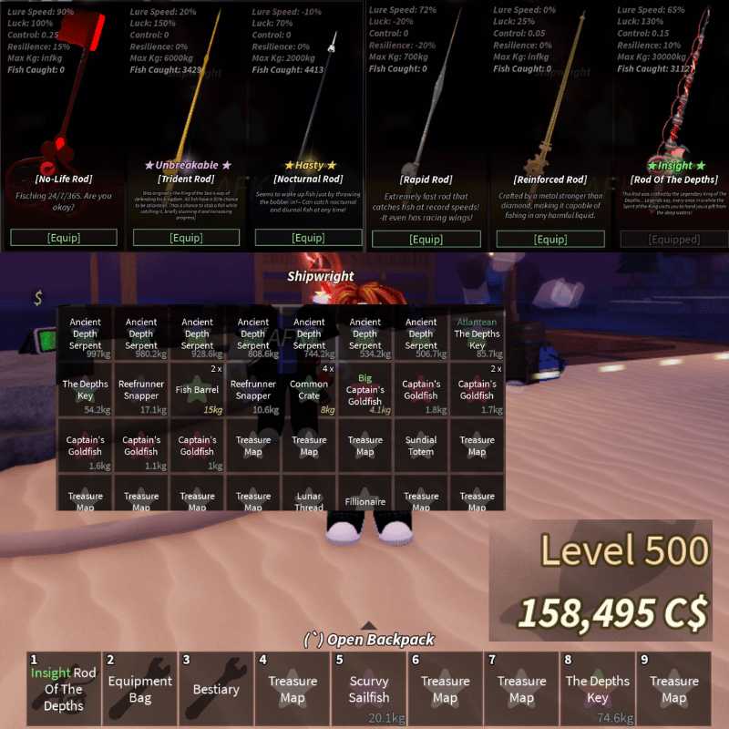 ID84Fisch: Level 500 - No-Life Rod , Rod of the Depths,Trident Rod ...