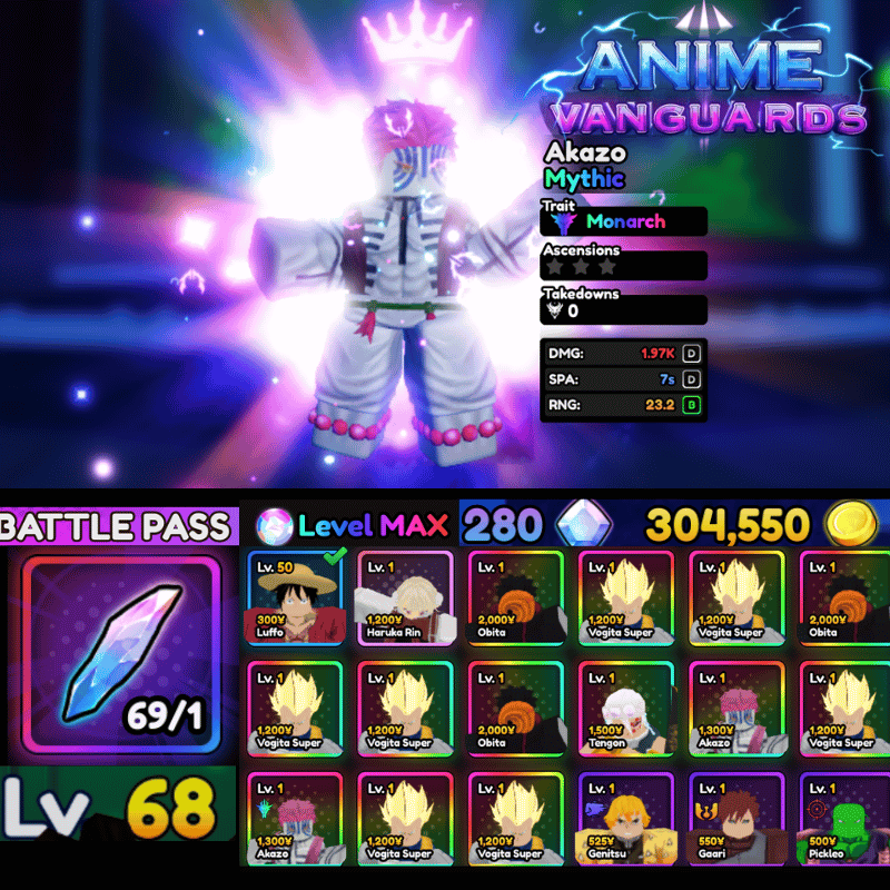 ID139 New : Akoza Monarch 0.1%,69 Trait Anime Vanguards - Full ...