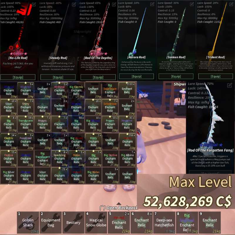 SALEID581Fisch: Level 750 Max 52M C$ - 220x Hexed Relic - Rod of the ...