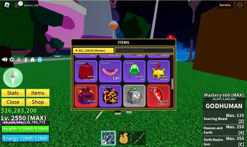 Blox Fruits 2550 lvl Rabbit GodHuman MAX Flame 102 Venom Fruit $16M