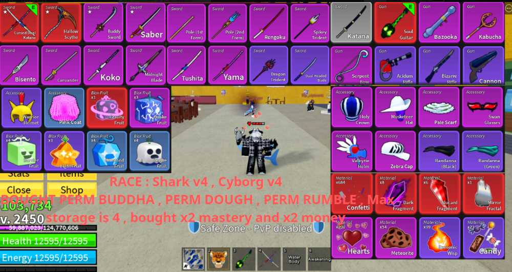 #003 Blox Fruit Account : RACE : Shark v4 , Cyborg v4 , BOUGHT PERM ...