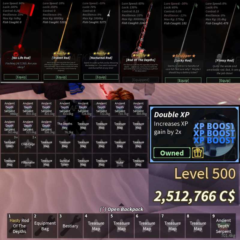ID68Fisch: Level 500 Gamepass X2 EXP - No-Life Rod , Rod of the Depths ...