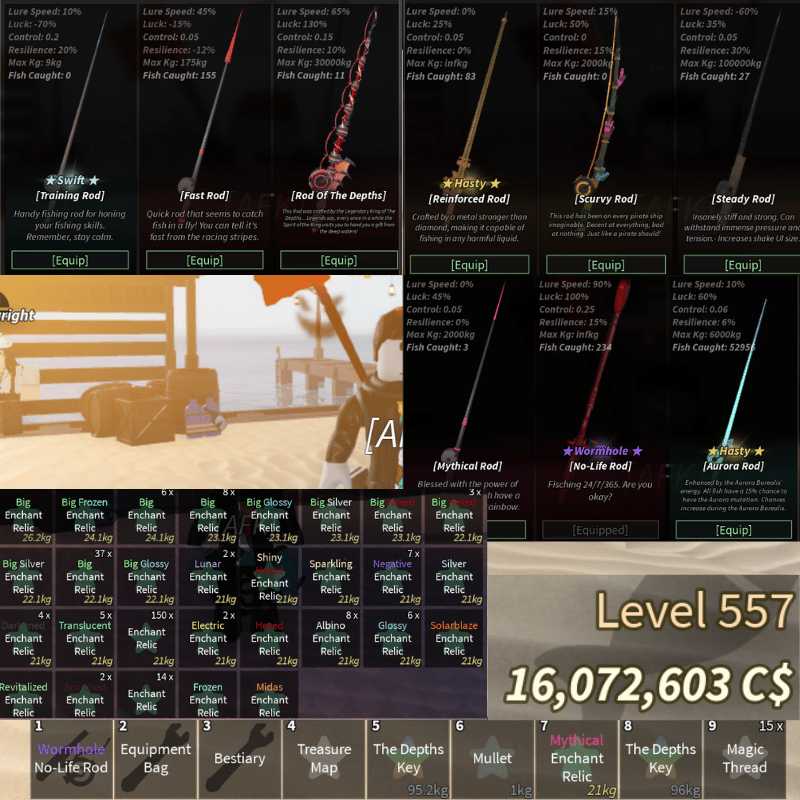 ID112Fisch: Level 557 16M C$ - No-Life Rod , Rod of the Depths,Trident ...