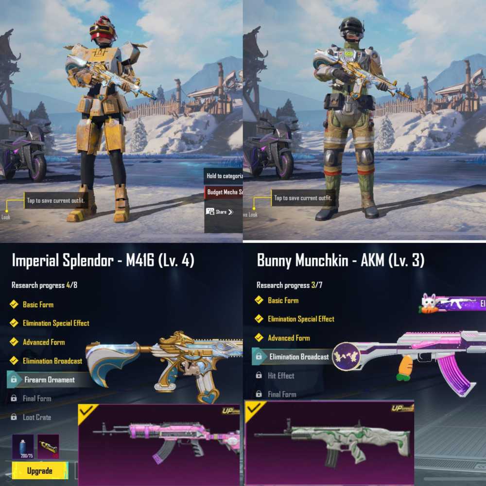 Pubg mobile Mythic Fashion 58 M416 Lvl 4, AKM Lvl3 , UMP Kill message, ScarL lvl-1