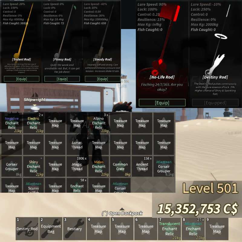 SALEID204Fisch: Level 501 15M3 C$ - No-Life Rod , Destiny Rod,Trident ...