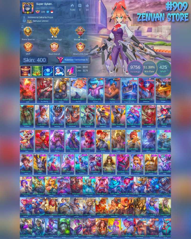 #909 400 Skin ⭐ Legend Valir Collector Yu Zhong, Natalia Aspirant Fanny ...