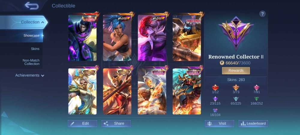 283 SKINS - LEGEND | EPIC | COLLECTOR | LIMITED |EPIC RECALL | SAFE ACCOUNT