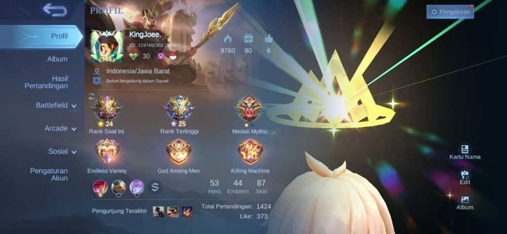 HERO 53 | EMBLEM 44 | SKIN 87 | LINKKED MONTOON | FULL ACCES | CN OFF