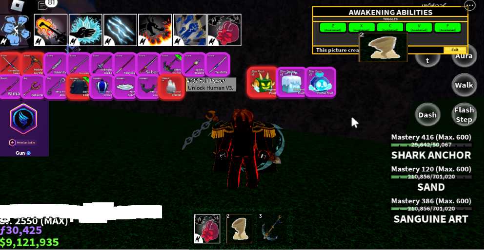 Blox Fruit | Level 2550 MAX | Race Human V3-Shark | Awakening Sand | 7 ...