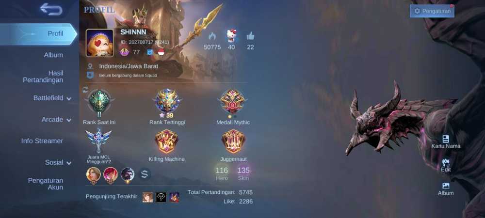 HERO 116 | EMBLEM MAX | SKIN 135 | LINNKED MONTOON | CN OFF