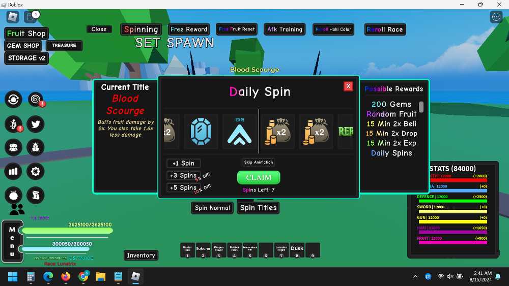 100% [Instant] [AOPG] 84000 Total Stats | Rubber Fruit (Gear Fifth ...