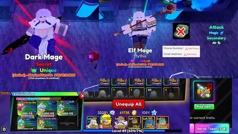 Anime Adventure | 2 Unique Dark Mage Unique 0.1% Elf mage Unique 0.1% ...