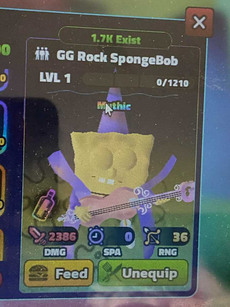 GG ROCK SPONGEBOB - Exclusive Battle Pass BP Mythic Unit - Spongebob ...