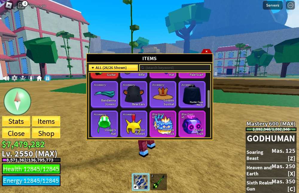 Blox Fruits 2550 lvl Rabbit GodHuman MAX SG Phoenix Fruit Sound Fruit $7M
