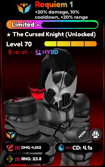 Requiem The Cursed Knight Evolved Lvl.70 S A- S Secret Igris Roblox ...