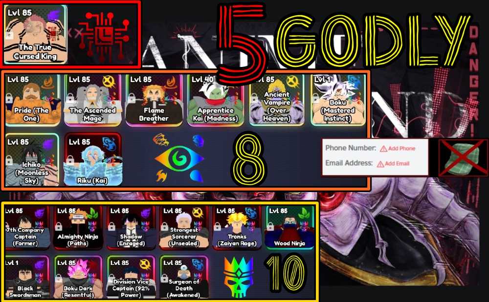 [ Account ] 5 Godly |1 Glitched| 8 Avatar | 10 Overlord | Anime Last ...