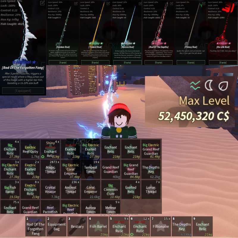ID61_Fisch | Level 750 Max- 52m C$ | Rod of the Forgotten Fang, No-Life ...
