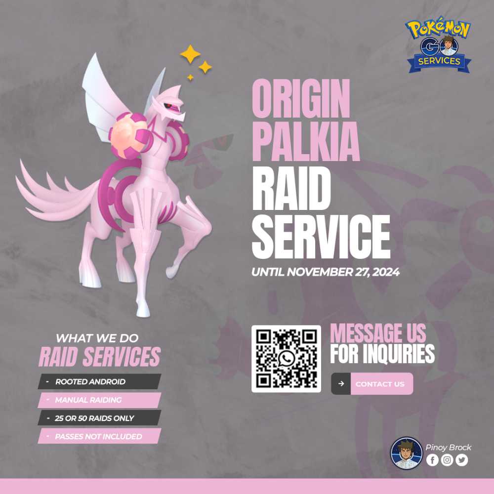 Origin Palkia Raid Service [Pokemon Go] - 25 raids