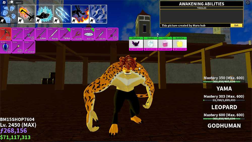 Blox Fruit Account Lv:2450Max | Awaken Leopard Human V3