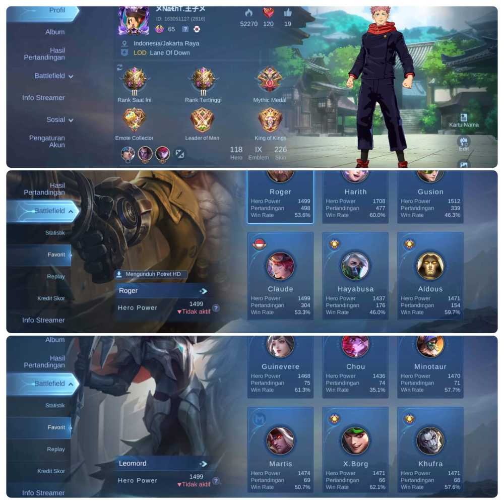 226 Skins. Beatrix Prime. Chou KOF. Ruby Aspirant. Itadori Yuji. 6 epic ...