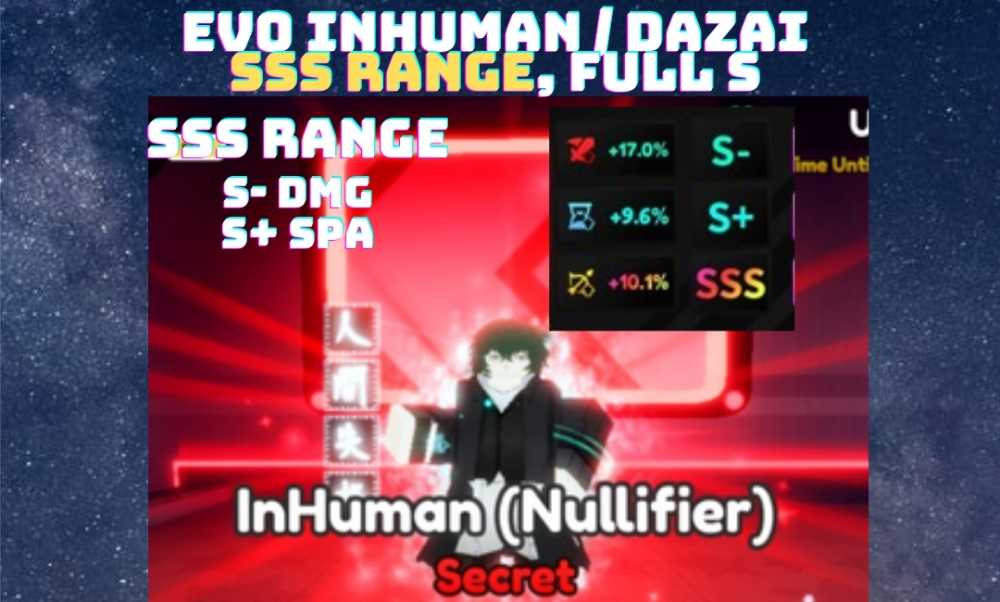 SSS Range ️Evo InHuman / Dazai SSS Range + Full S Stats ️, Anime ...